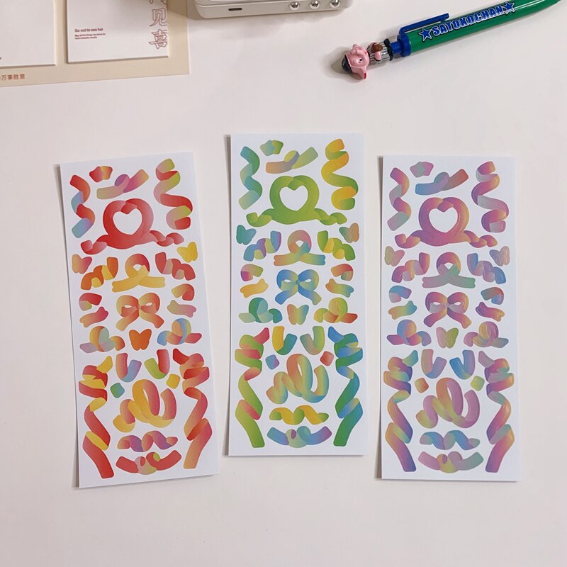 3Pc/set Cute Colorful Ribbon Bow Decorative PVC St... – Grandado