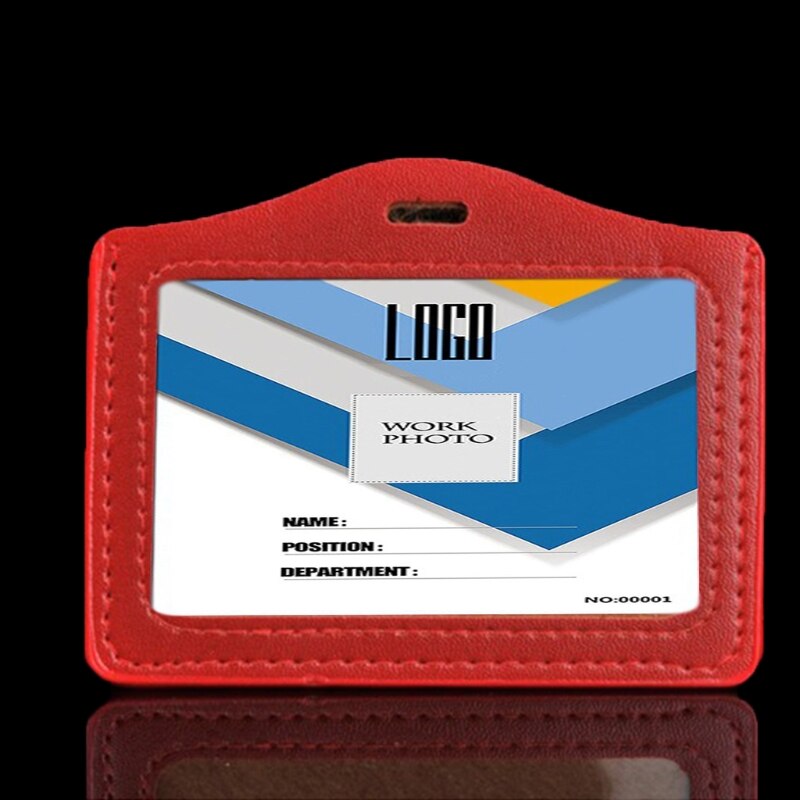 Vertical ID Badge Holder 2 layers PU Leather With ... – Grandado