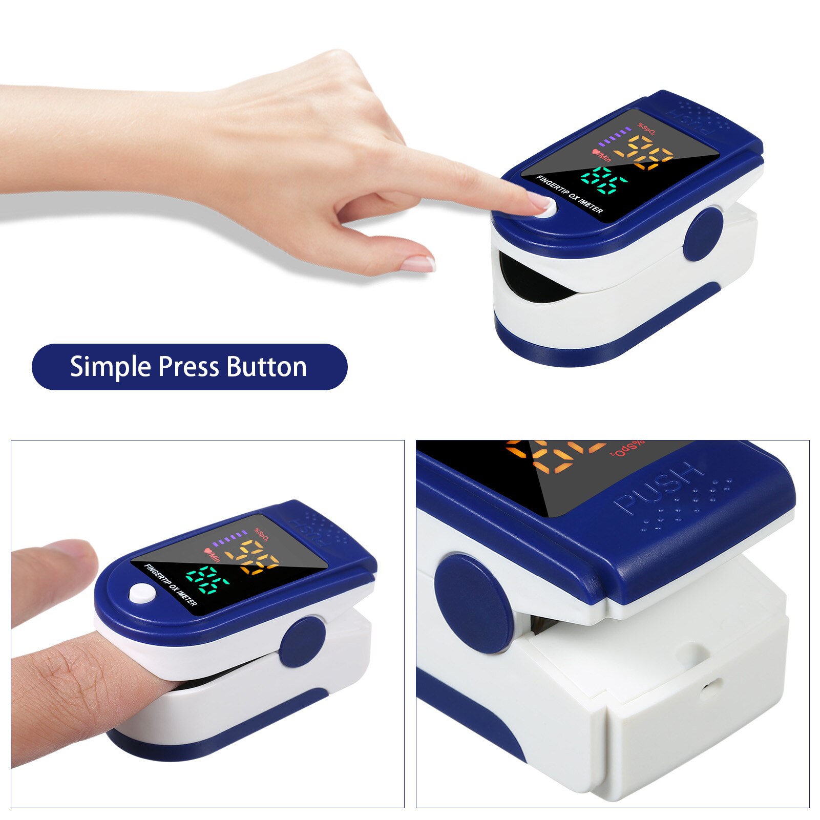 Fingertip Pulse Oximeter Blood Oxygen Saturation S... – Grandado