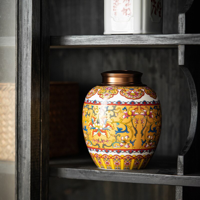 Flower Ceramic Tea Pot Sealed Storage Tank Desktop... – Grandado