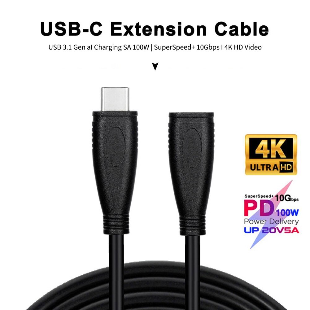 Cable de extensión tipo C PD 5A, 100W, 4K @ 60Hz, ... – Grandado