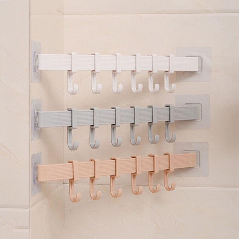 Seamless 6 Hook Hooks Kitchen Wall Suction Plastic... – Grandado