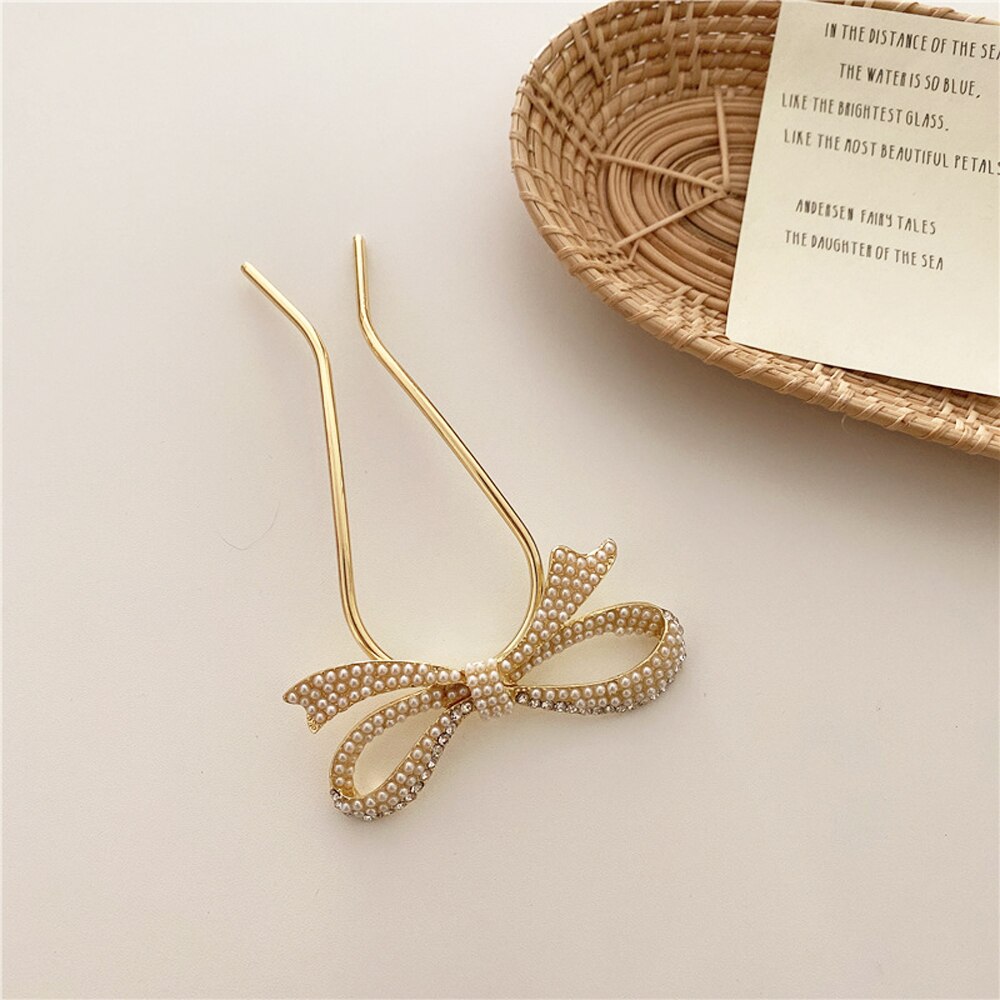 U Shape pearl butterfly Hair Clips Grips Simple al... – Grandado