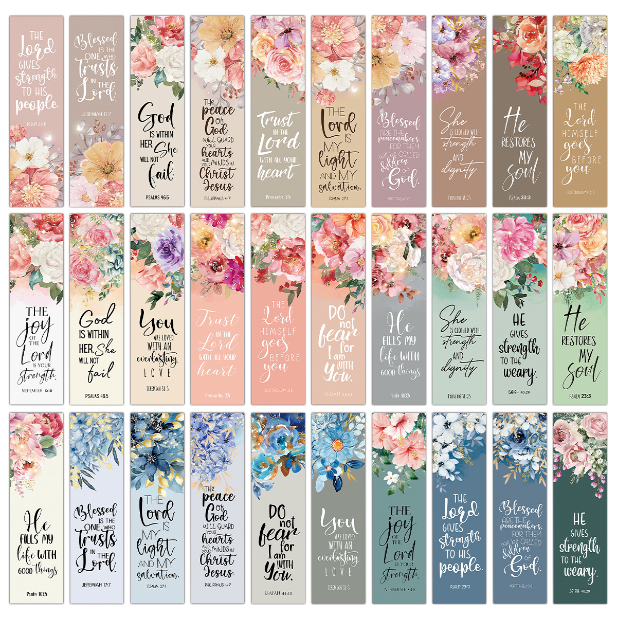30pcs Flowerl Inspirational Bible Verse Bookmarks ... – Grandado