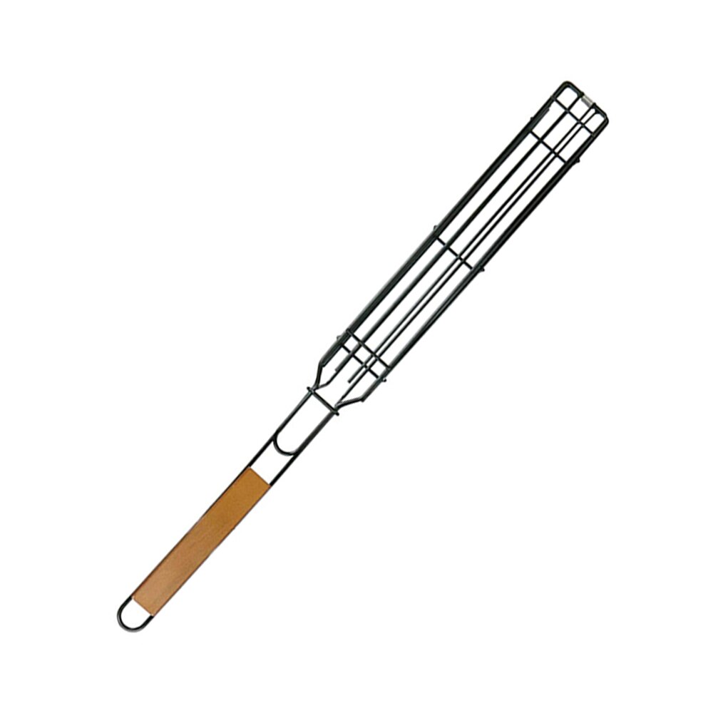 Barbecue Basket Bar Shape Iron And Wood Skewer Bas... – Vicedeal