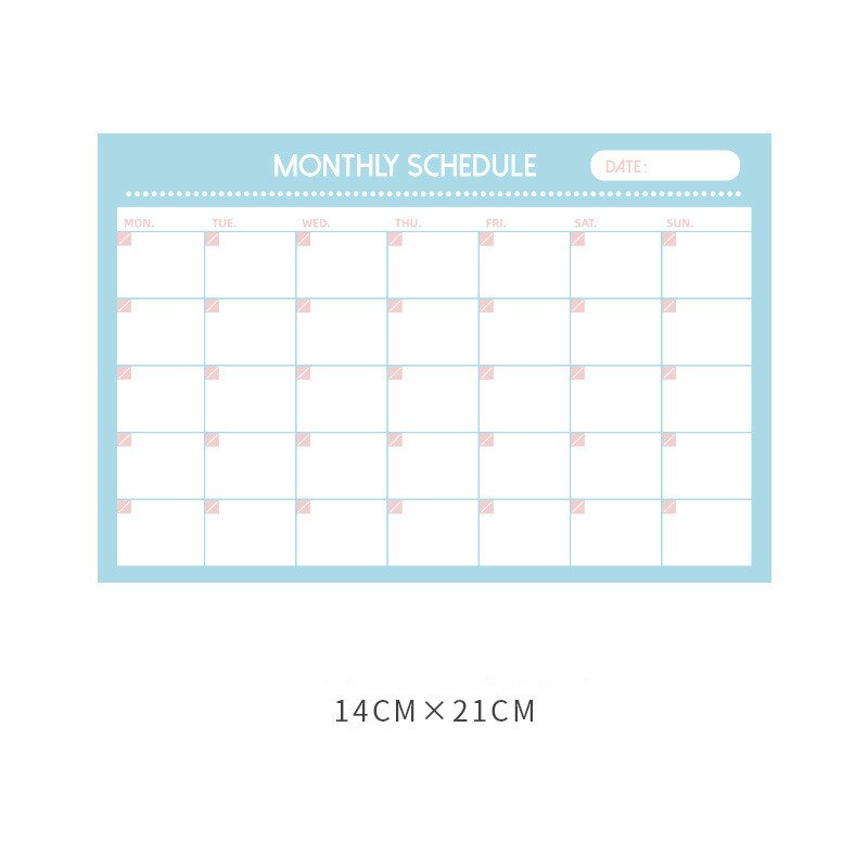 30 Sheets Pink Blue Monthly Plan Paper Pad 14*21cm... – Grandado