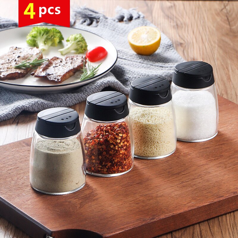 4 pcs Seasoning Bottle Set Kitchen Household Glass... – Grandado