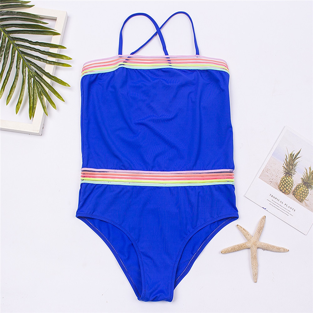 Solid Lace Girls Kids Swimsuit Swimwear Summer Chi... – Vicedeal