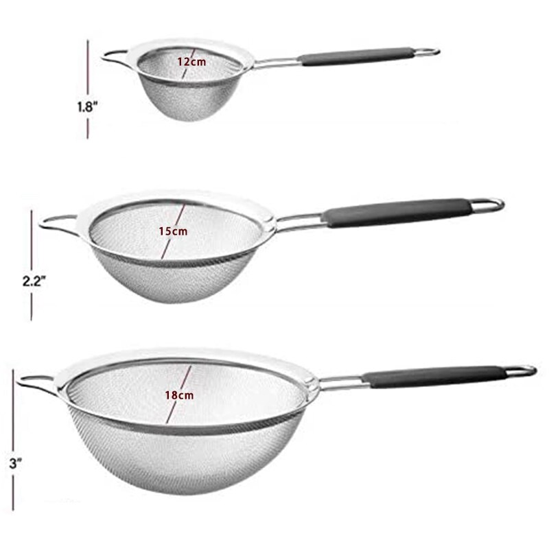 Stainless Steel Fine Mesh Strainers. Set Of 3 Grad... – Vicedeal