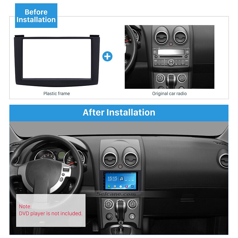 Seicane Black Double Din Car Radio Fascia for 2007... – Grandado