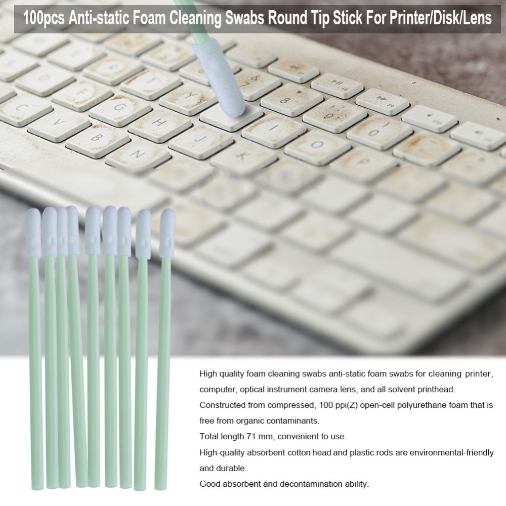 100pcs Anti-static Foam Cleaning Swabs Round Tip S... – Grandado