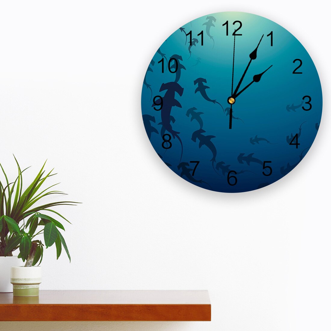 Deep Sea Shark Marine Life PVC Wall Clock Wall Dig... – Vicedeal