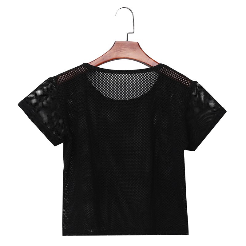 Nieuw Zwart Wit Sneldrogend Mesh Yoga Tops Korte M... – Vicedeal