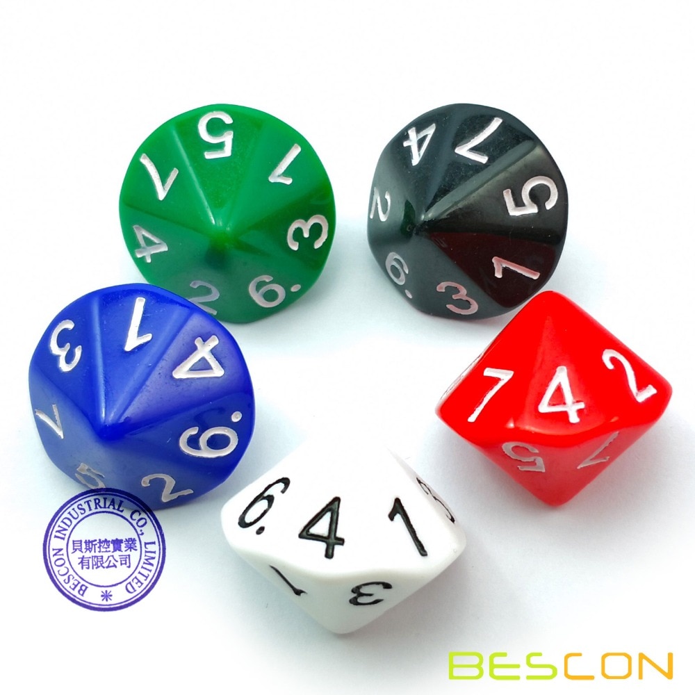 BESCON 5pcs Pack of D14 Dice Numbered 1 to 7 Twice... – Grandado