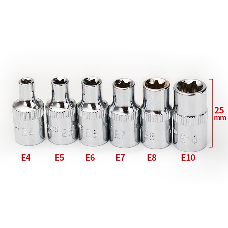 6 Stuks 1/4 "6.35Mm E4-E10 Torx Socket Set CR... – Grandado