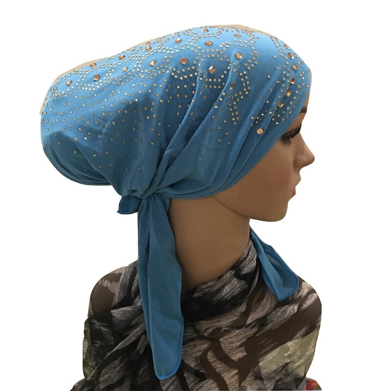 Muslim stretch diamonds Turban hijab cap Islamic U... – Grandado