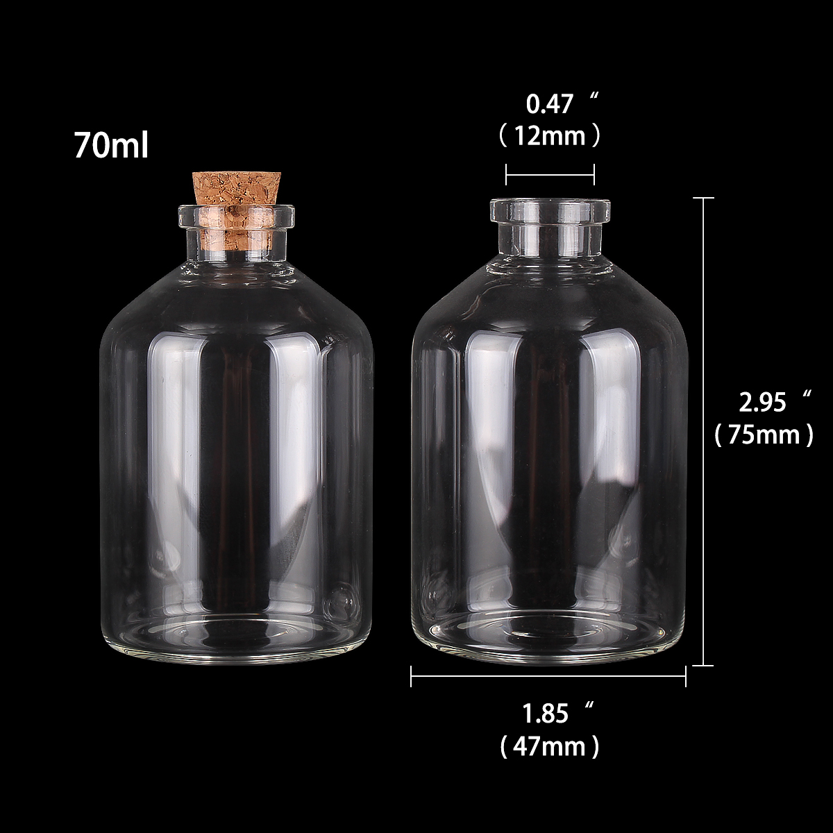 6pcs 50ml/70ml/120ml Glass Transparent Jars with C... – Grandado