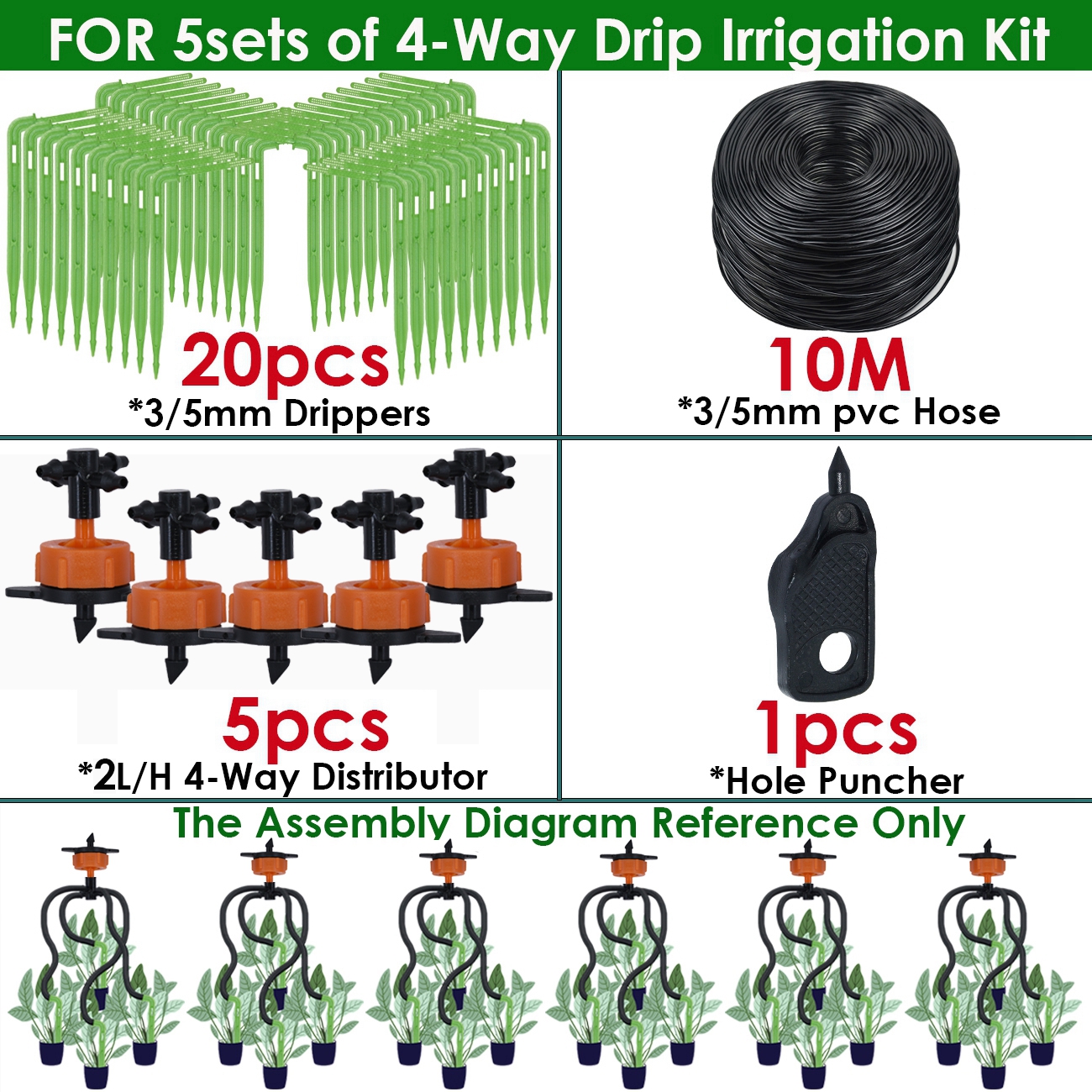 Sprycle Greenhouse 2L/H 4-Way Drip Irrigation 2-Wa... – Grandado
