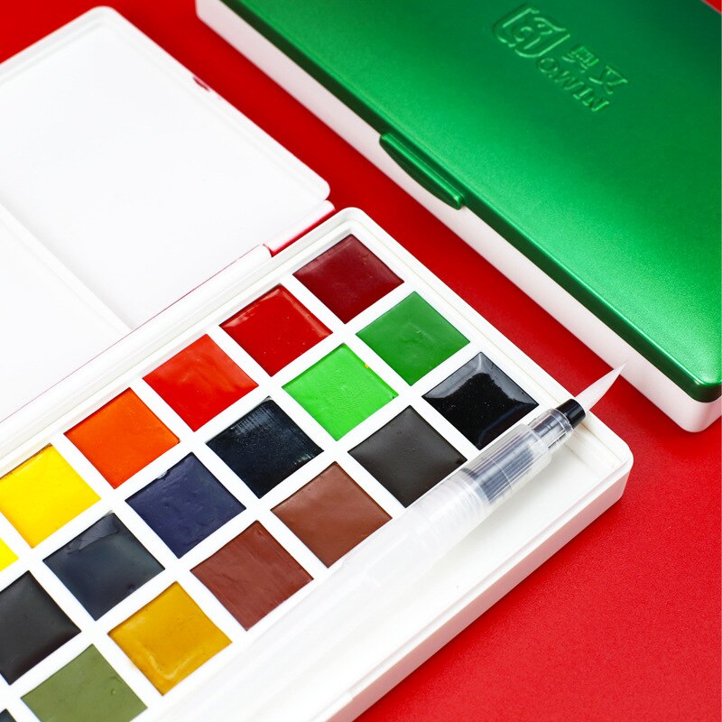 18/24 Colors Solid Watercolor Paints Set with Port... – Grandado