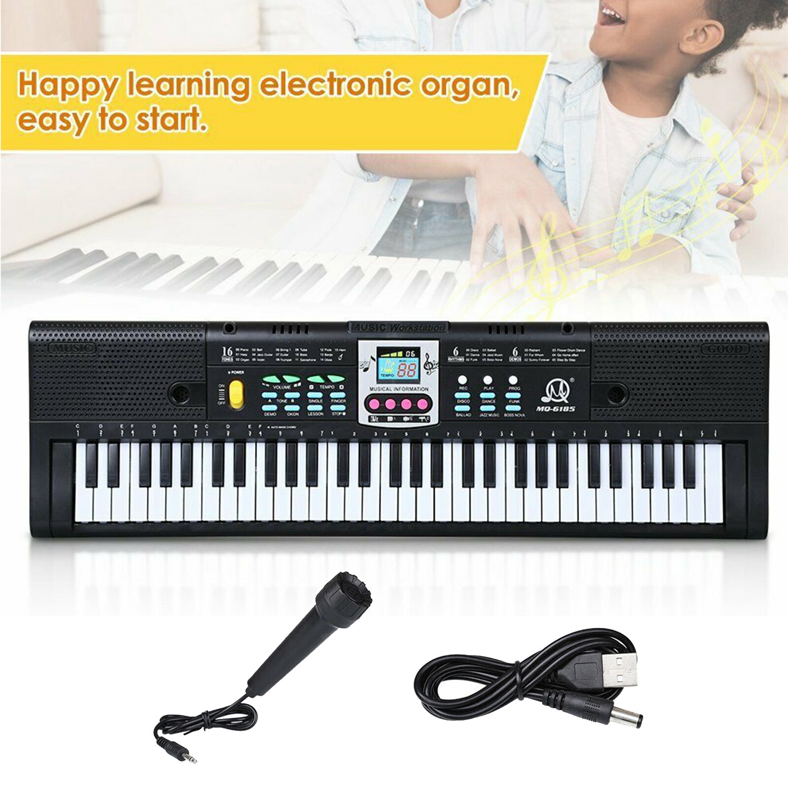 Keyboard Piano 61-Key Digital Piano Organ with Mic... – Grandado