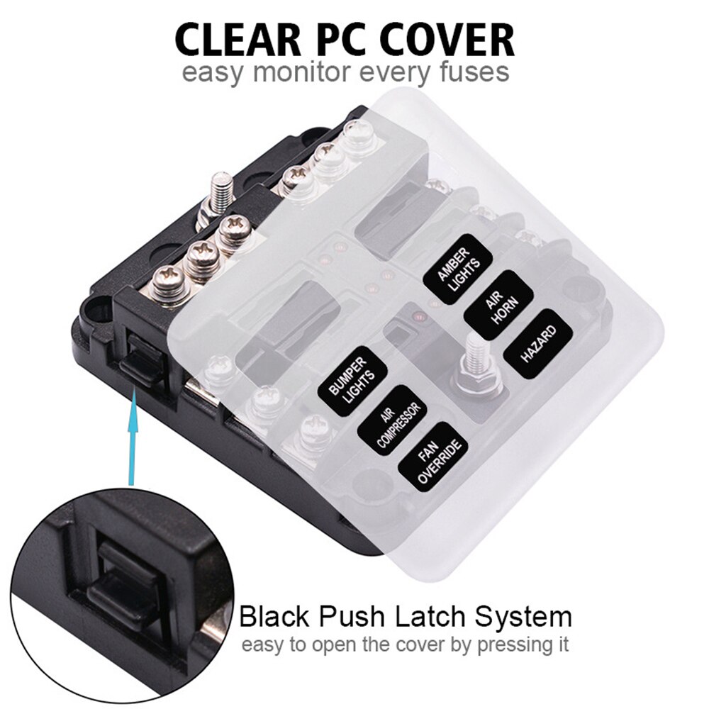 6 Way Blade Fuse Box & Bus Bar Car Kit with Cover ... – Grandado