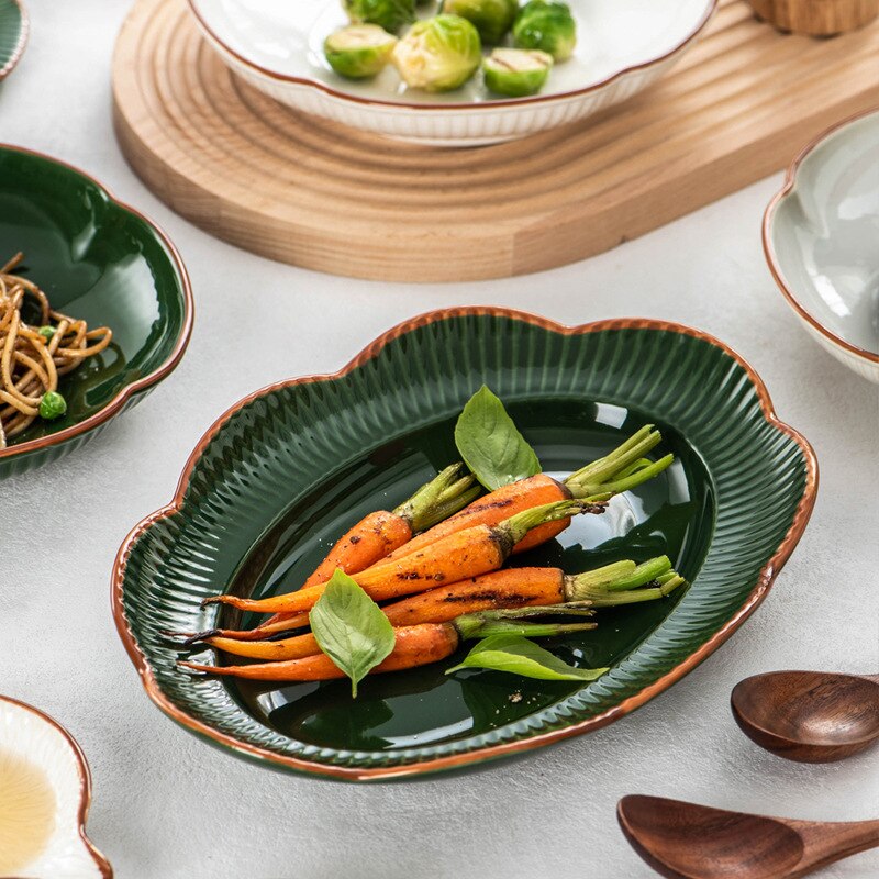 Simple Retro Ceramic Food Dish Plate Household Pla... – Grandado