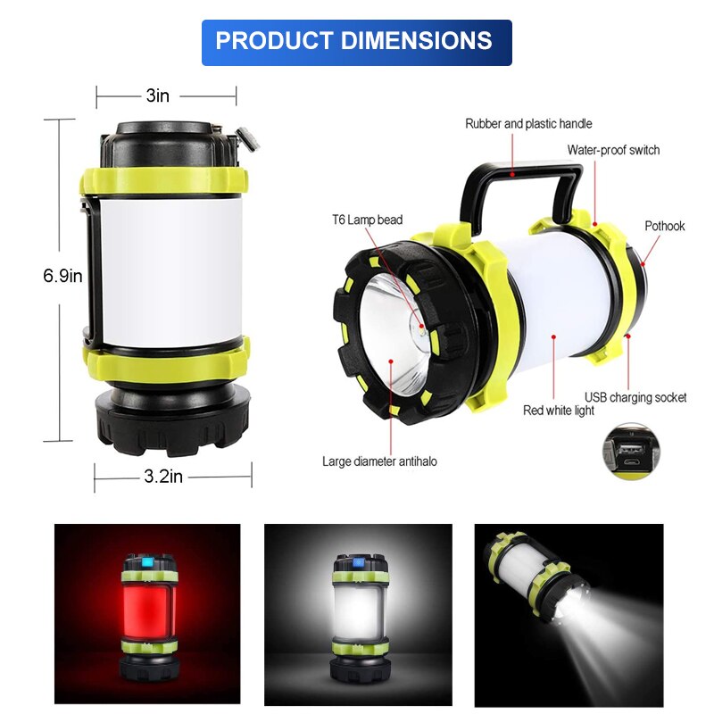 Portable LED Camping light Red warning Lantern wat... – Grandado