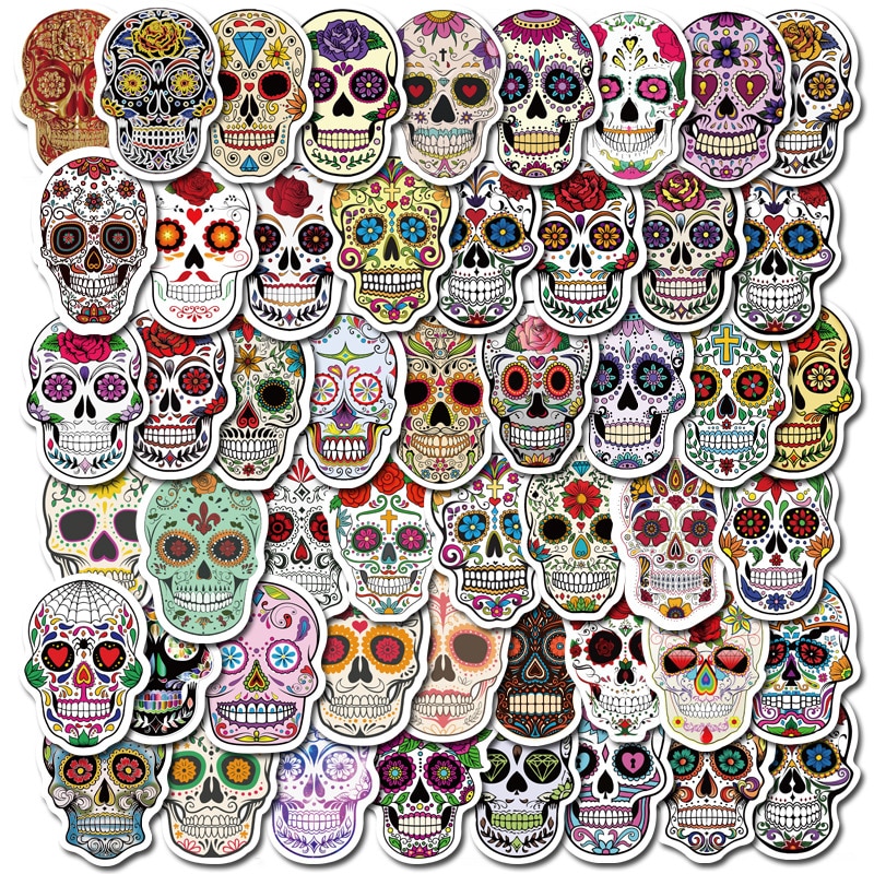 50pcs/lot Fantasy Skull Head Colored Stickers Lapt... – Grandado