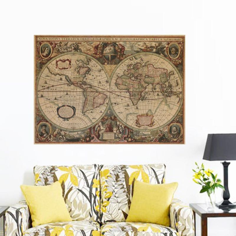 71x50cm Retro Vintage Old Globe World Map Matte Br... – Grandado