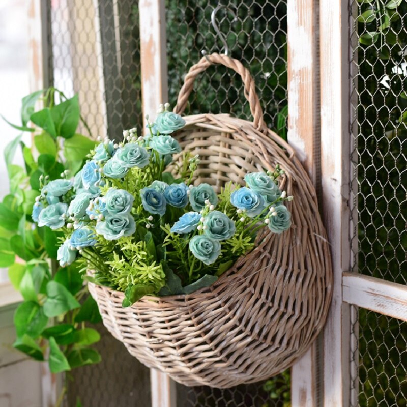 Handgemaakte Rieten Rotan Bloem Mand Groene Wijnst... – Grandado