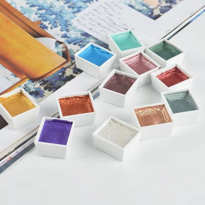 12 farben Glitter Solide Aquarell Set Pigment Farb... – Vicedeal