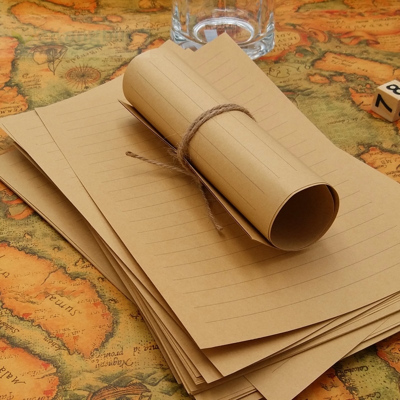 100sheets A4 A5 Vintage Lined Kraft Letter Paper R... – Vicedeal