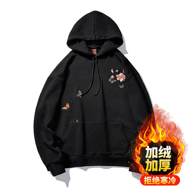 national tide cherry blossom embroidery hooded men... – Vicedeal
