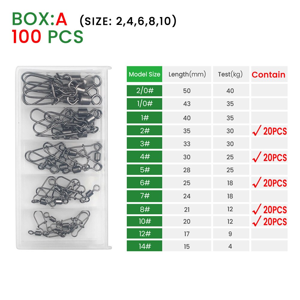 DNDYUJU 100PCS/BOX Size2#-12# Stainless Steel Fish... – Grandado