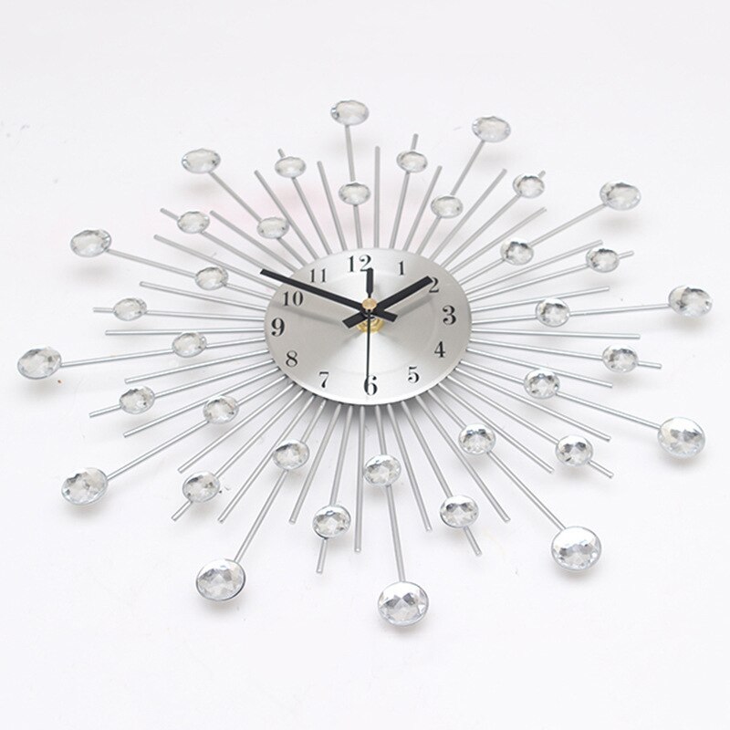 Vintage Metal Crystal Sunburst Wall Clock Large Mo... – Grandado