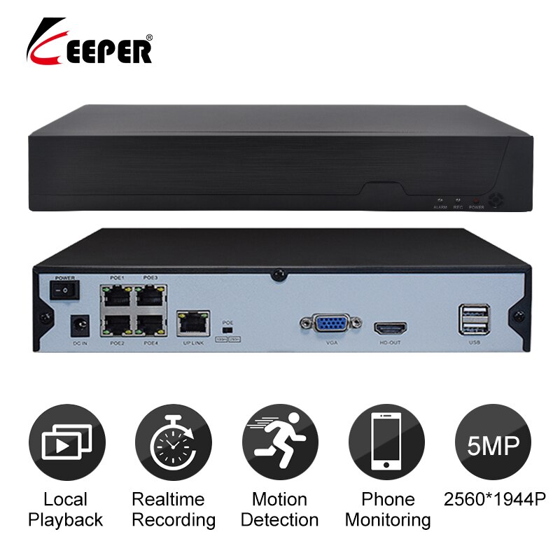 Keeper H.265 4CH NVR POE 1080P 5MP Surveillance CC... – Grandado