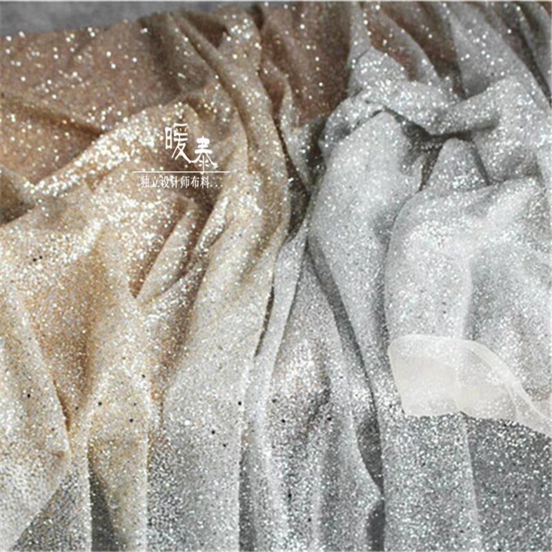 Glitter tyll spets bronzing tyg guld sparkle palje... – Grandado