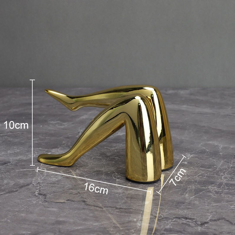 Nordic Body Art Statue Lips Leg Golden Sculpture A... – Grandado