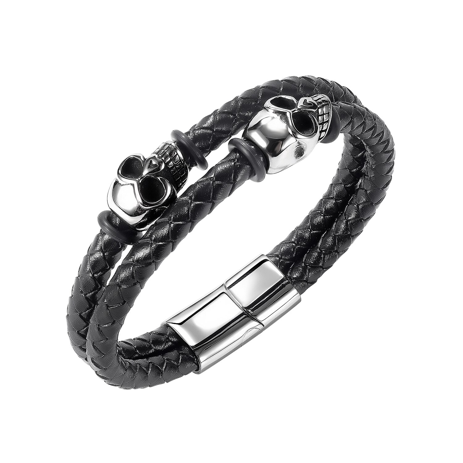 Cyue European Halloween Black Leather Braided Skul... – Grandado