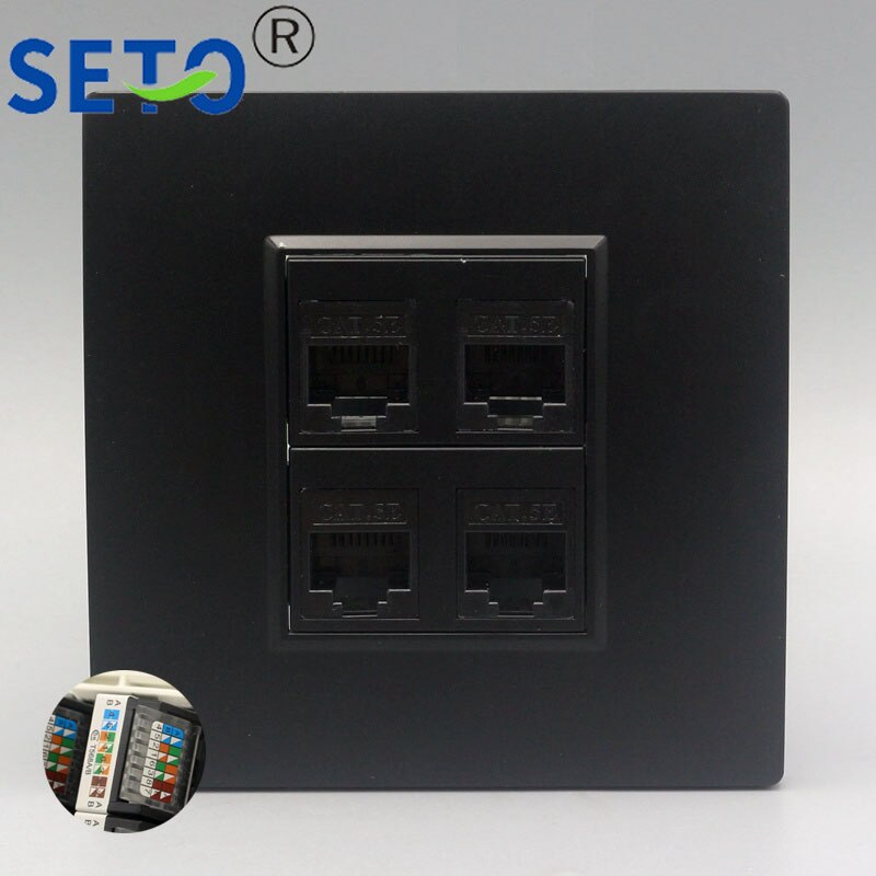 SeTo 86 Type Four Ports CAT5E RJ45 Network Lan Bla... – Grandado