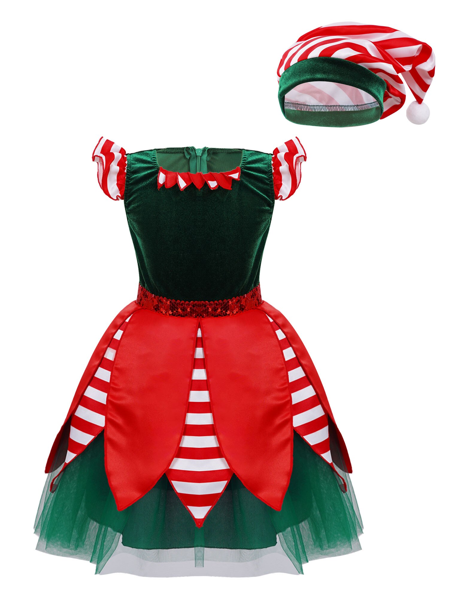Girls Elf Christmas Dress Festival Santa Clause Co... – Grandado