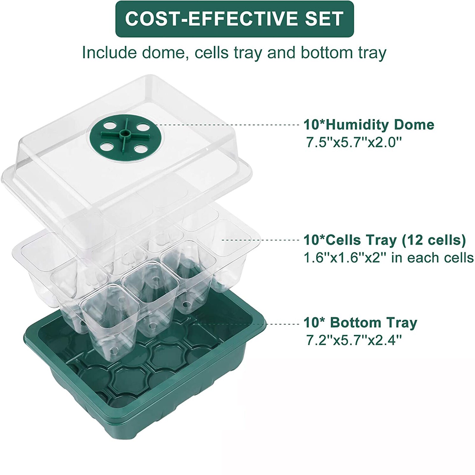 10 Pcs Seed Trays 12 Cells Insert House Seed Start... – Vicedeal
