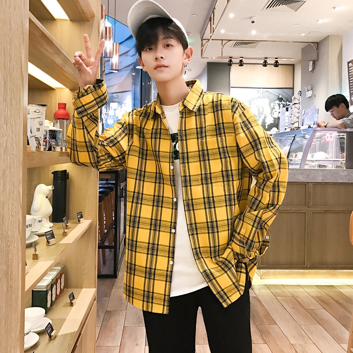 Mannen Shirt Lange Mouw Plaid Ademend Alle Match M... – Grandado