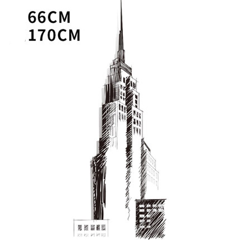 Vintage Black Big Tall City Buildings Set Wall Sti... – Grandado