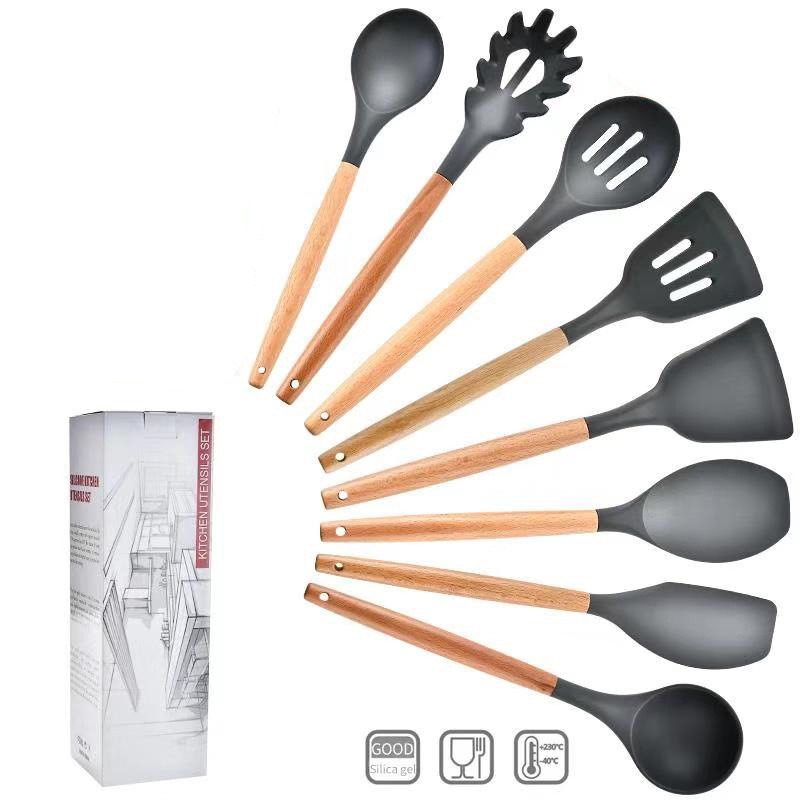 Black Silicone Cooking Utensils Set Kitchenware He... – Grandado