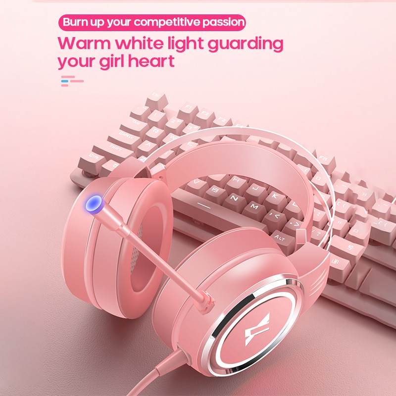 7.1 Surround Sound Pink Headphones Gaming Headset ... – Vicedeal