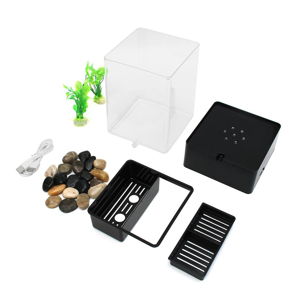 Mini Square Fish Tank Black/White Fish Tank With L... – Grandado