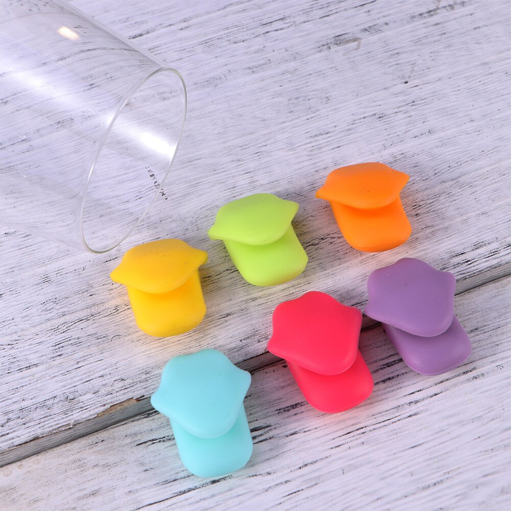 6 Pcs Silicone Red Glass Marker Red Lips Sticker S... – Grandado