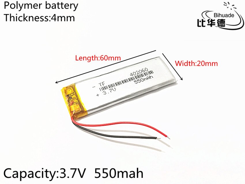 3.7V 550mAh 402060 Lithium Polymer Li-Po li ion Re... – Grandado