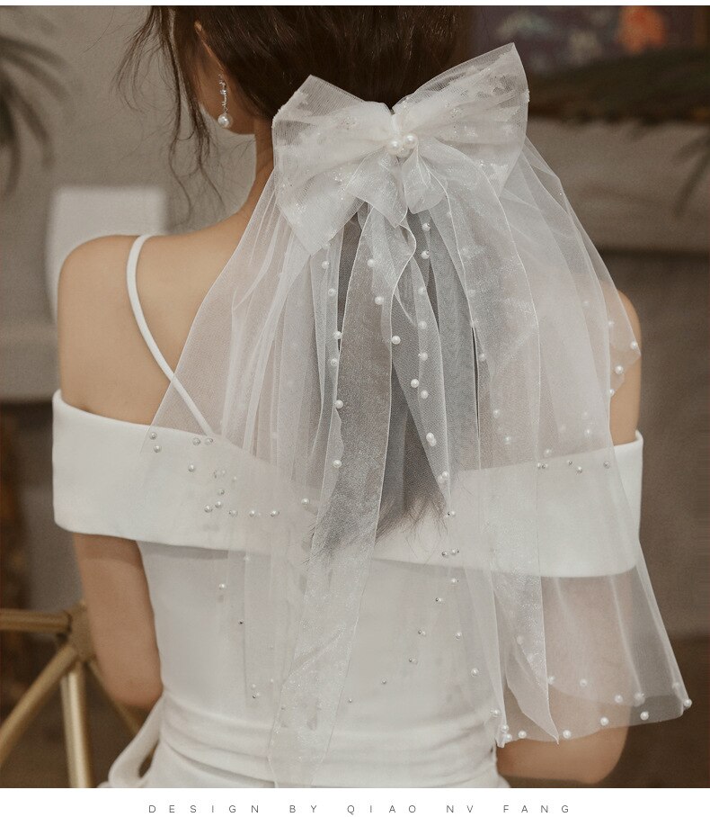 Welon Ivory Wedding Veils Beaded Pearls with Comb ... – Vicedeal